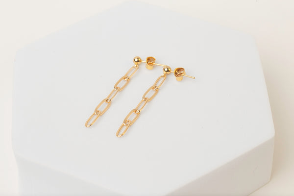 Paperclip Chain Earrings, Chunky, Gold Plated – KerrieBerrie Beads ...